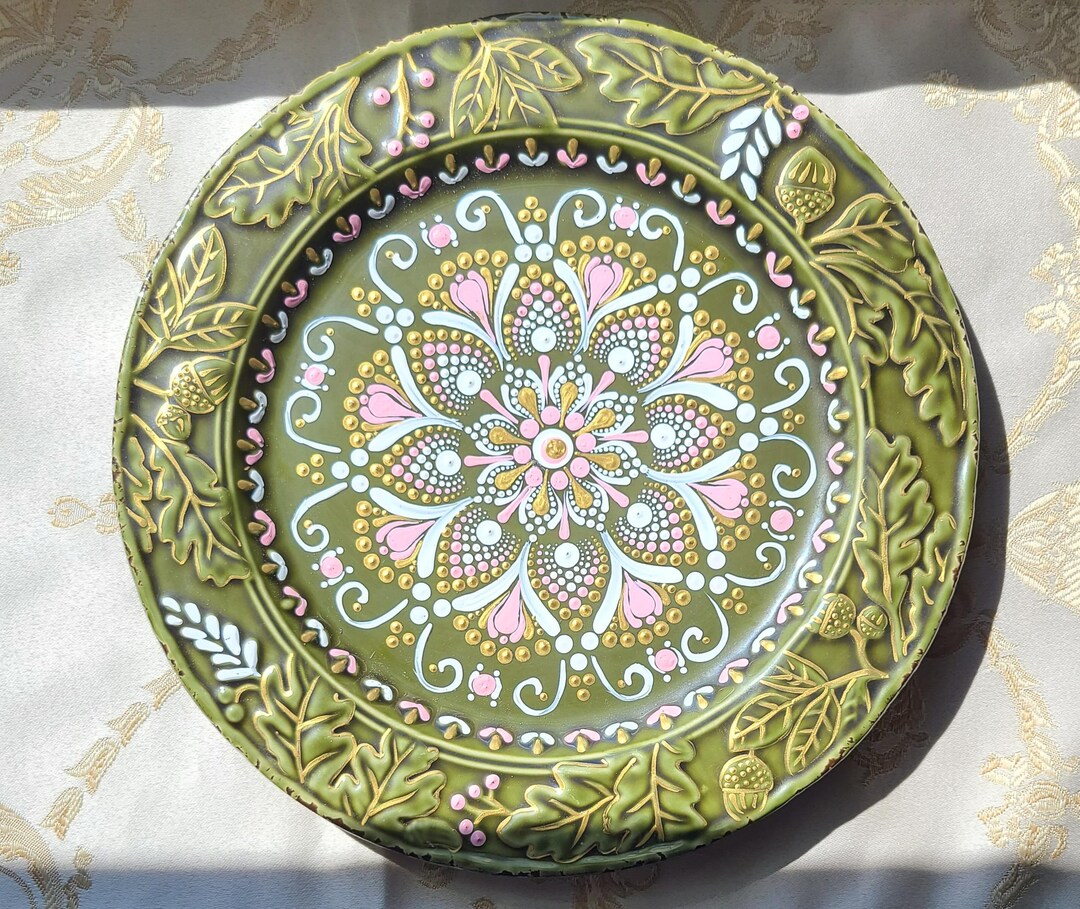 Ceramic Plate With Handpainted Design, Summer or Fall Table Centerpiece ...