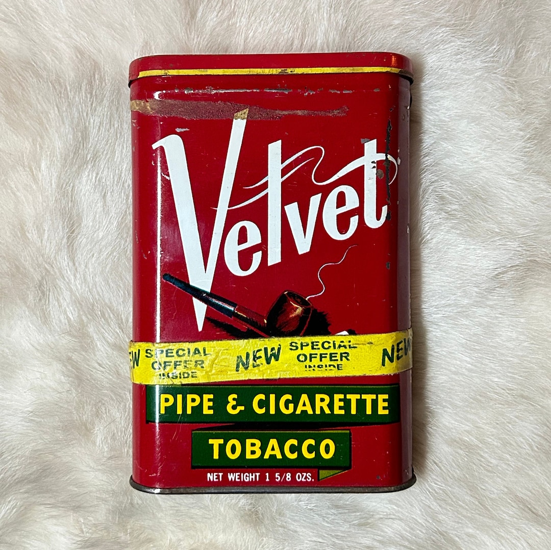 Vintage Red Velvet Tobacco Tin Collectible Tobacciana - Etsy