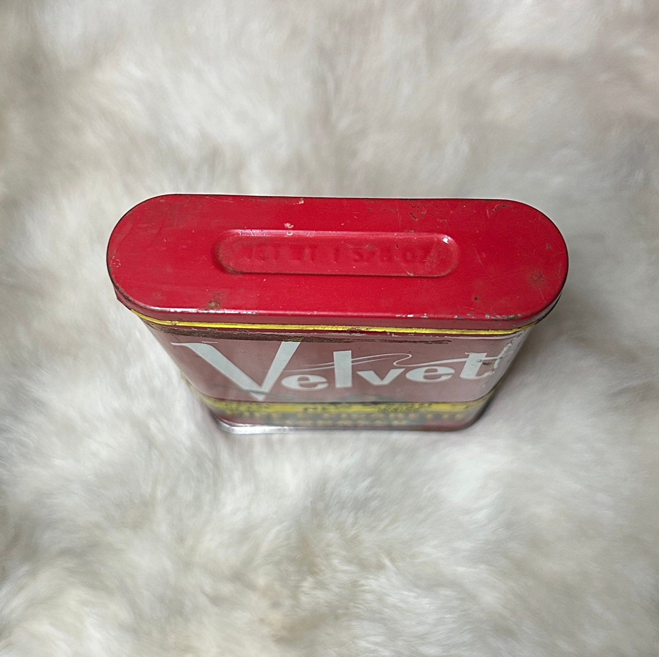 Vintage Red Velvet Tobacco Tin Collectible Tobacciana - Etsy