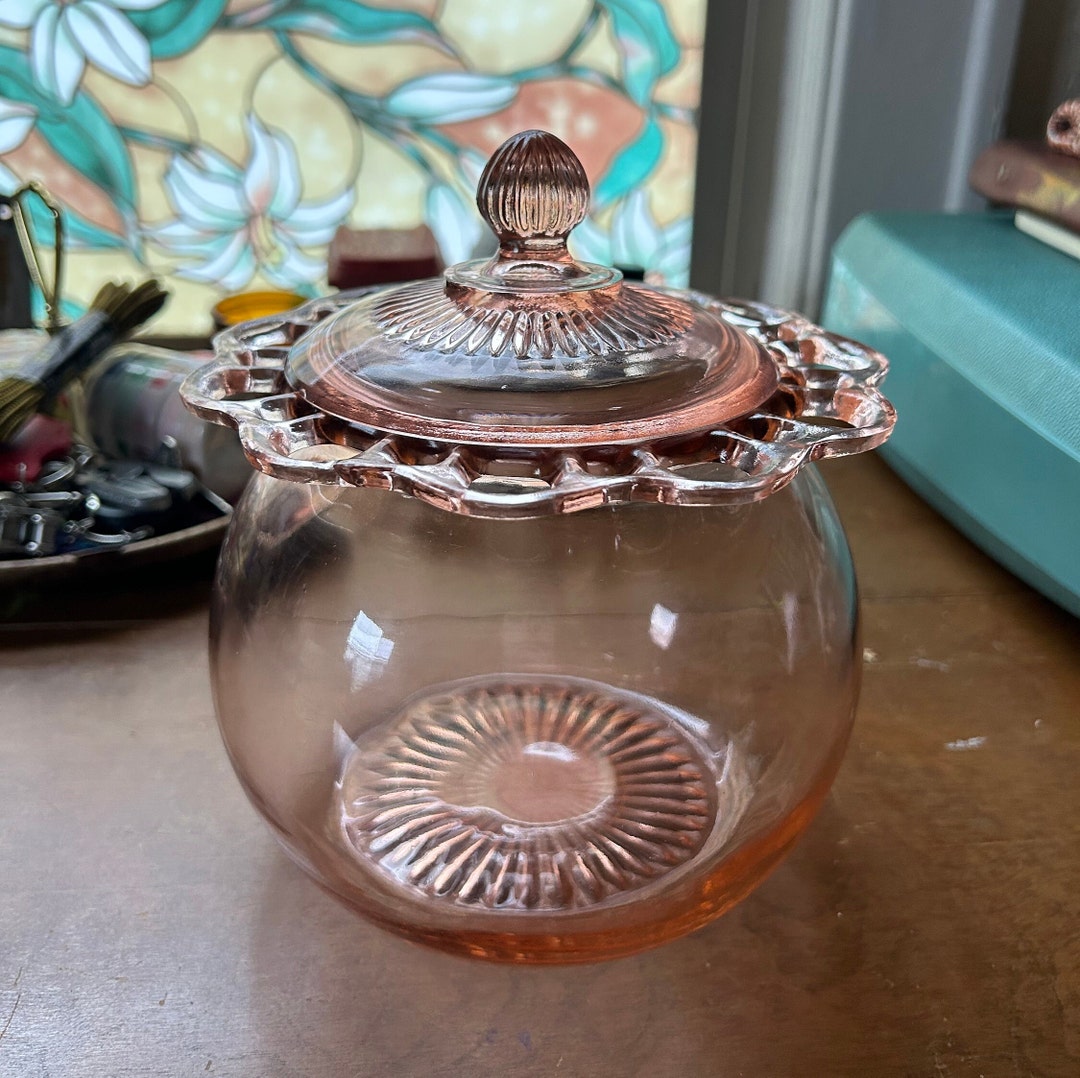 Rare Anchor Hocking Pink Depression Glass Cookie Jar With Lid - Etsy