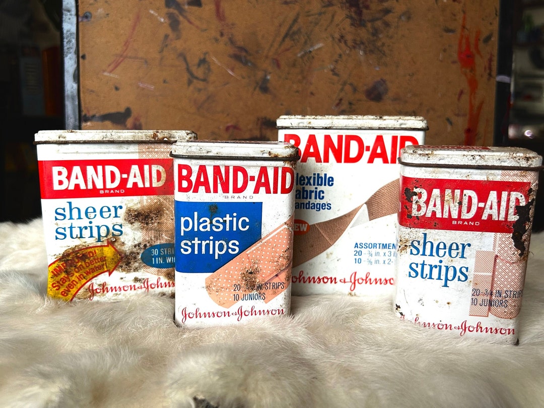 Lot of 4 Band Aid Tin Boxes Hinged Lid Bandages Johnson and Johnson ...