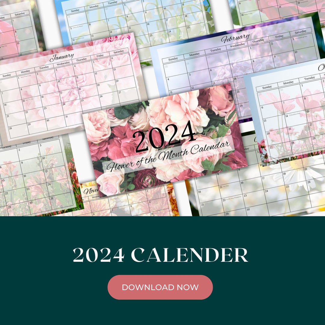 2024 Calendar: Flower of the Month - Etsy