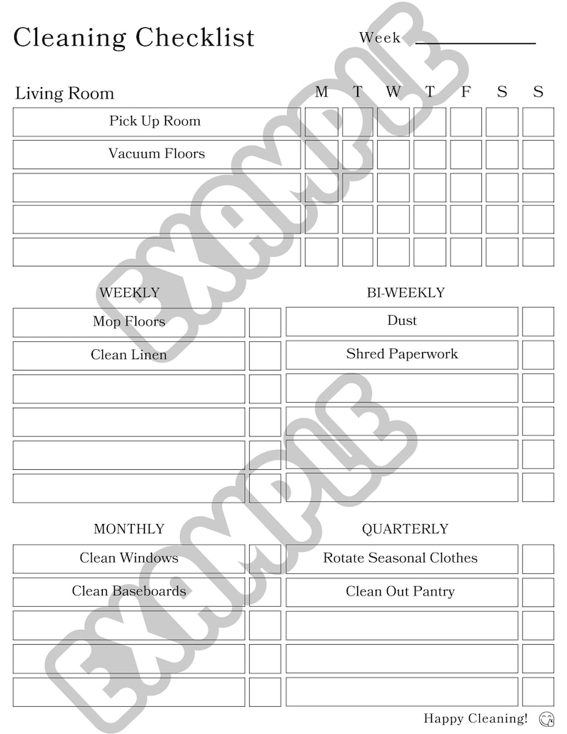 Printable Cleaning Checklist - Etsy