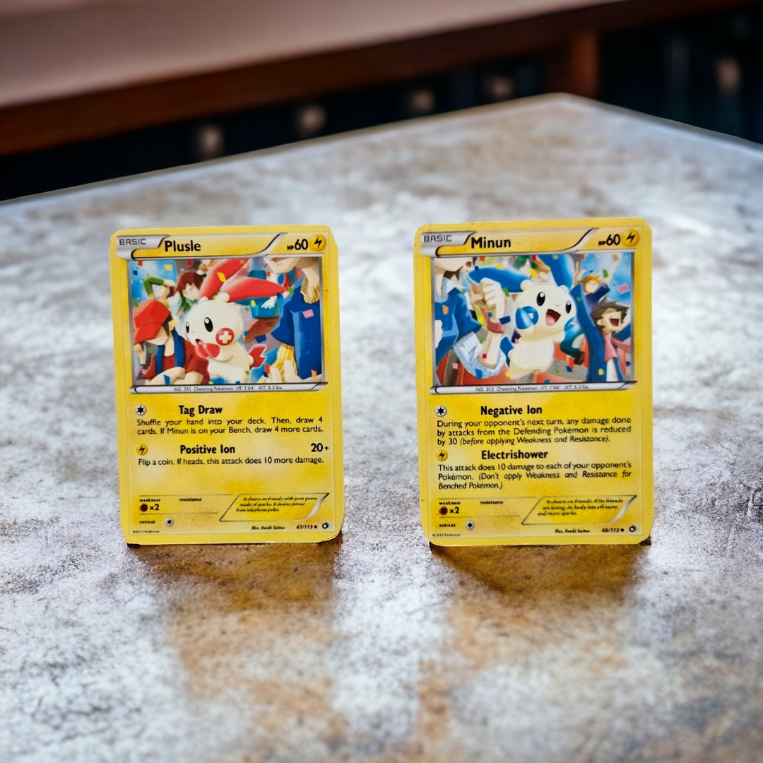 Plusle and Minun Waterproof Vinyl Sticker Plusle and Minun Trading Card ...