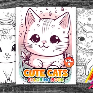 Cute Cats Coloring Book Volume 4 - Etsy