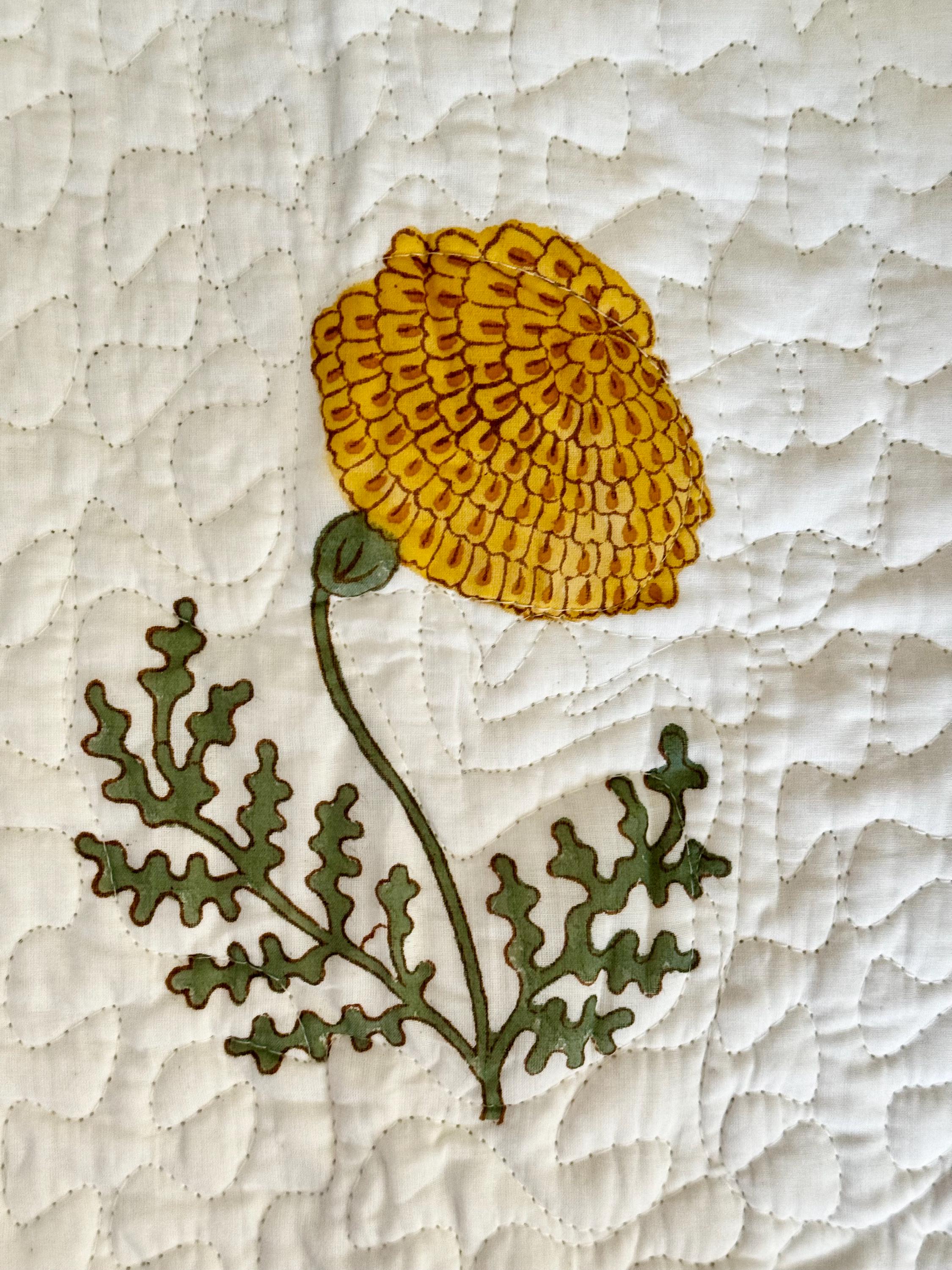 Handmade Floral Cotton Quilt |indian Block Print Bedding |reversible ...