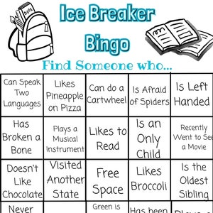 Back to School, Instant Download, Pdf, Ice Breaker, Bingo, School ...