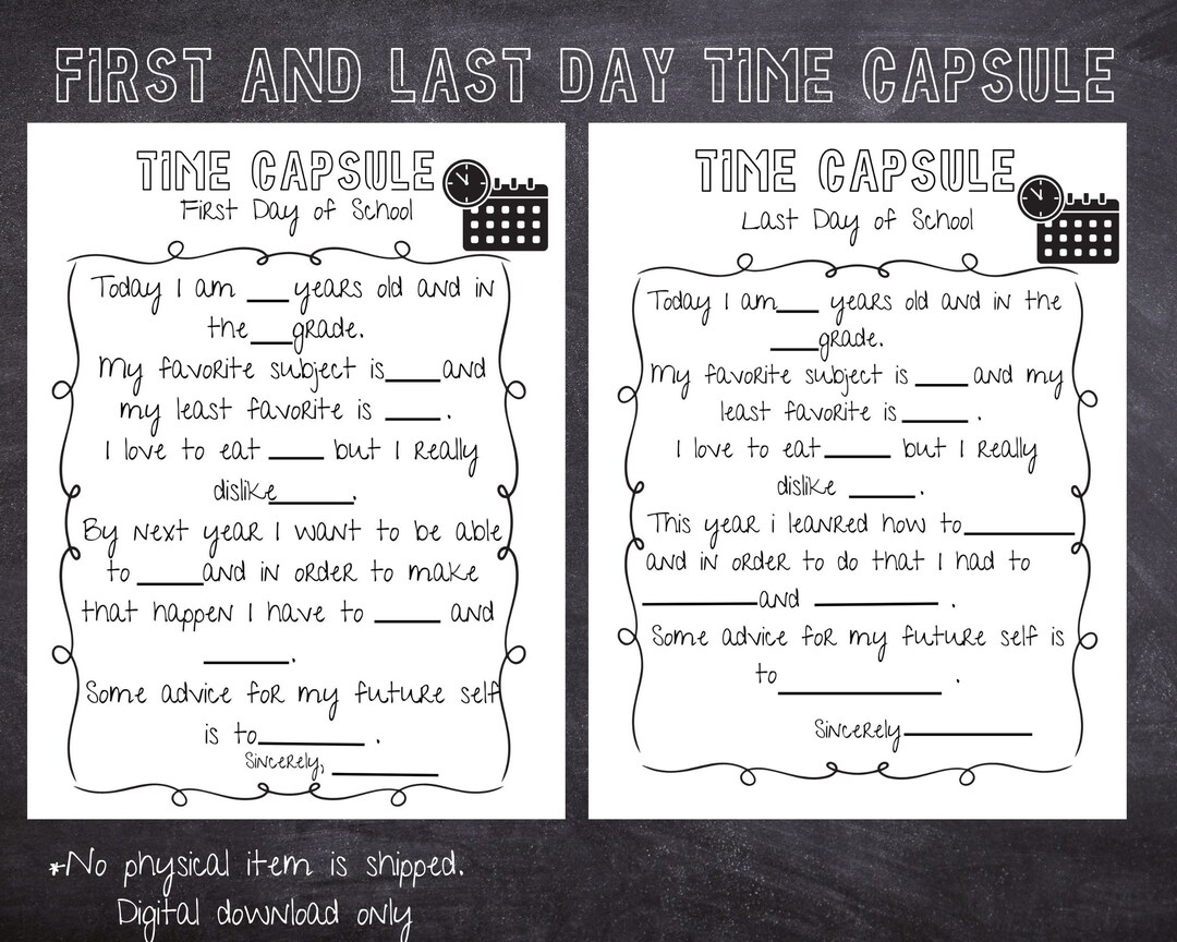 Back to School, Time Capsule, Student Activity, Teacher Printable, Pdf ...