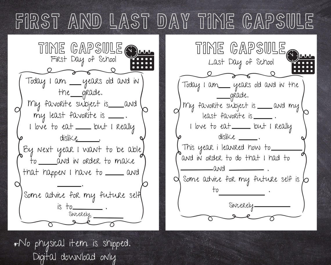 Back to School Time Capsule Student Activity Teacher - Etsy