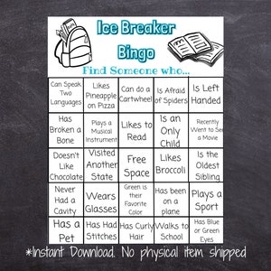 Back to School, Instant Download, Pdf, Ice Breaker, Bingo, School ...