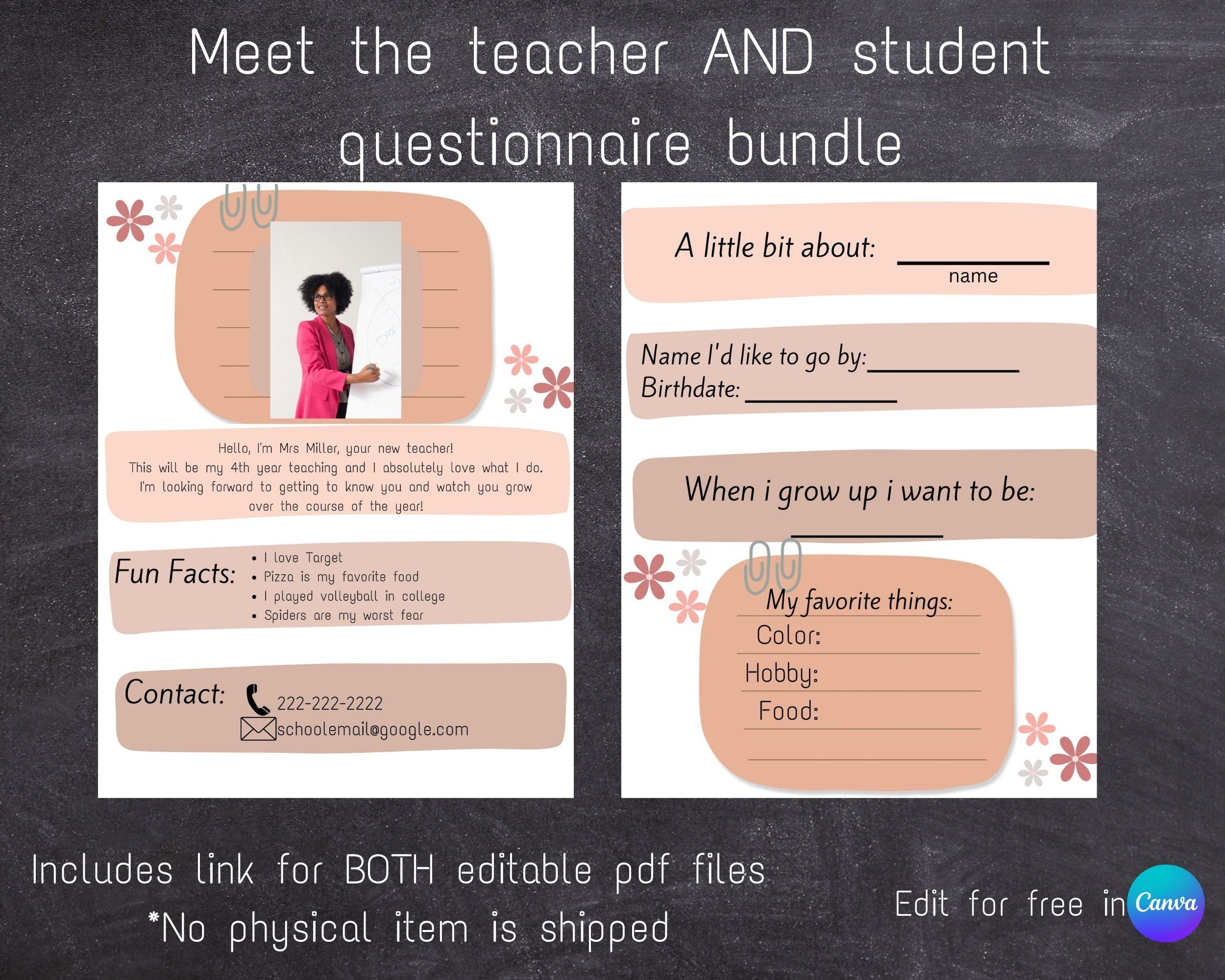 Teacher Printables Back to School Meet the Teacher Pdf - Etsy