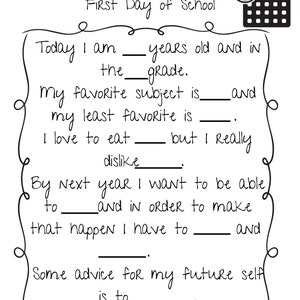 Back to School, Time Capsule, Student Activity, Teacher Printable, Pdf ...