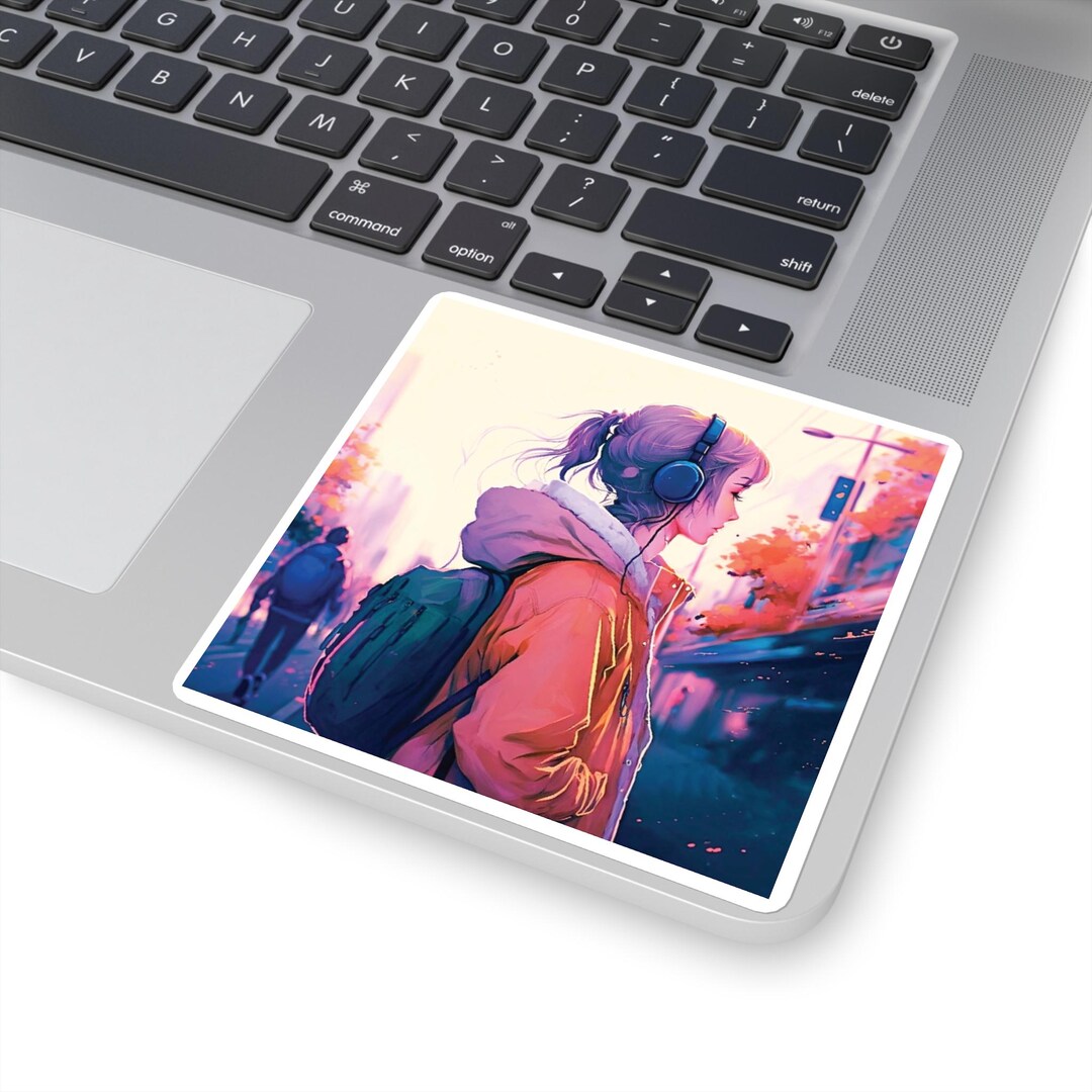 Lofi Anime Girl Square Stickers Kawaii Sticker Cute Decal Japanese ...