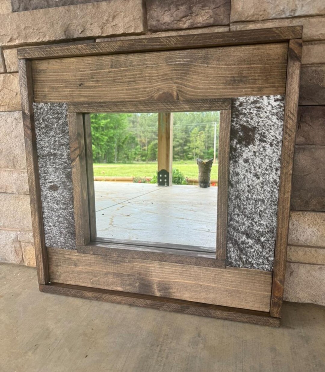 Custom Cowhide Mirror Rustic Western Unique Farmhouse Cow Hide Wall ...