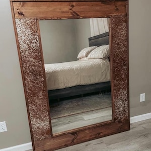 Custom Cowhide Mirror Rustic Western Unique Farmhouse Cow Hide Wall ...