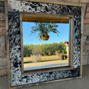 Custom Cowhide Mirror Rustic Western Unique Farmhouse Cow Hide Wall ...