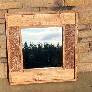 Custom Cowhide Mirror Rustic Western Unique Farmhouse Cow Hide Wall ...