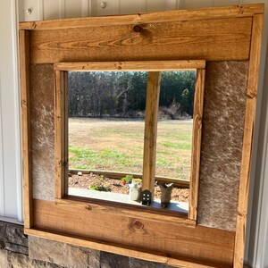 Custom Cowhide Mirror Rustic Western Unique Farmhouse Cow Hide Wall ...