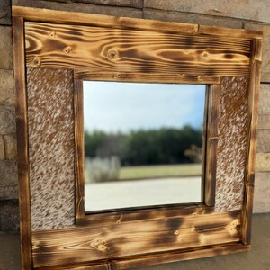 Custom Cowhide Mirror Rustic Western Unique Farmhouse Cow Hide Wall ...
