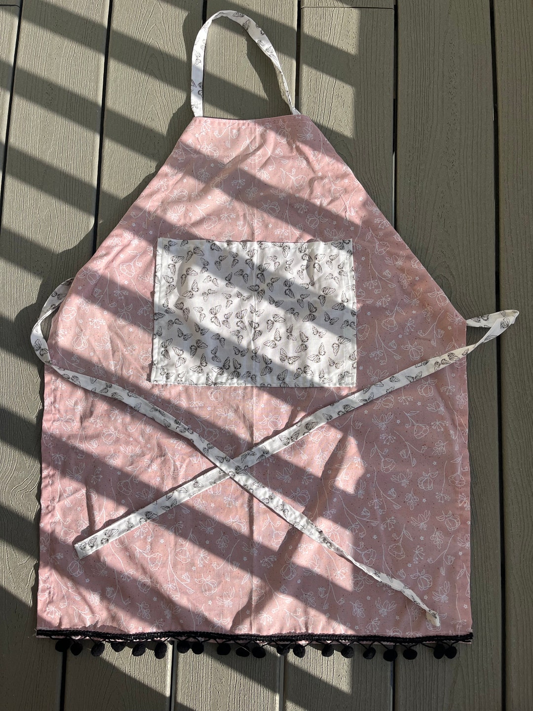 Pink Butterfly Apron | Cute Floral Butterfly Apron | Adjustable Apron ...