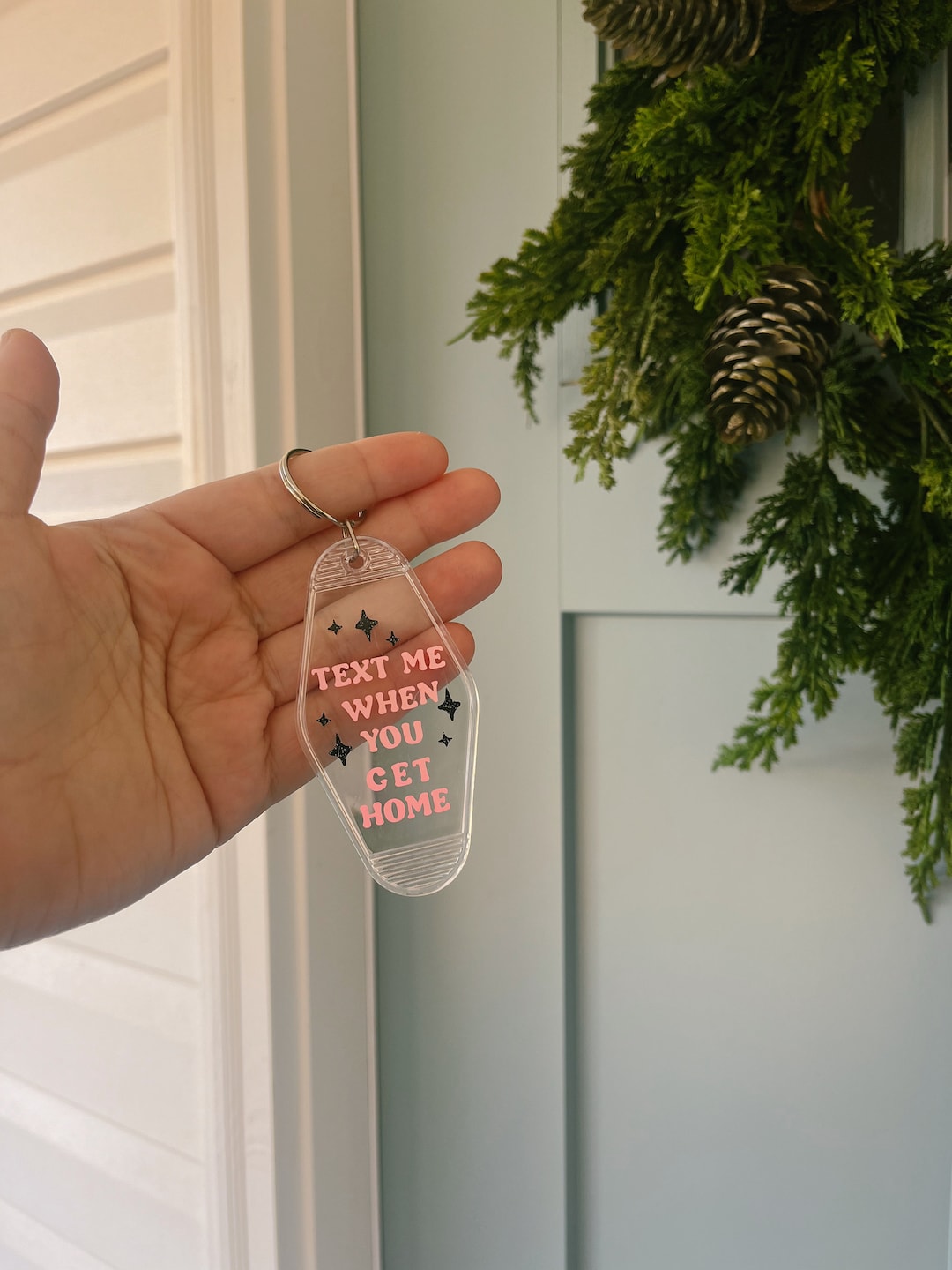 Text Me When You Get Home Keychain | Cute Chain | Motel Style Keychain ...