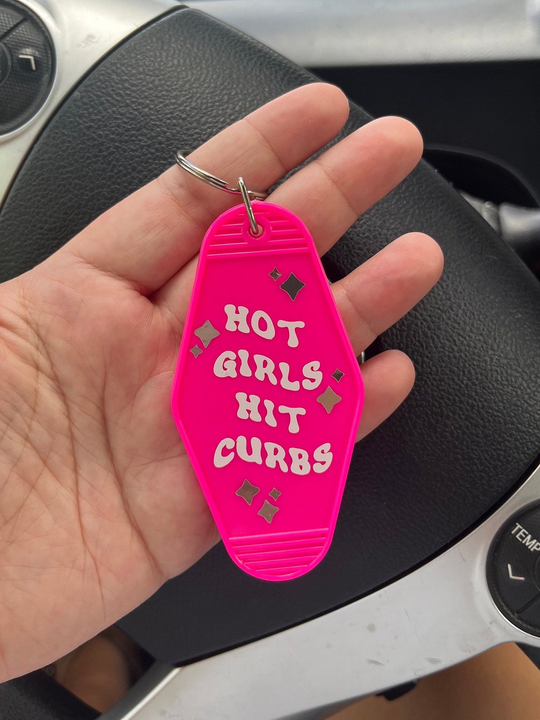 Hot Girls Hit Curbs Hot Pink Key Chain Motel Style Keychain - Etsy