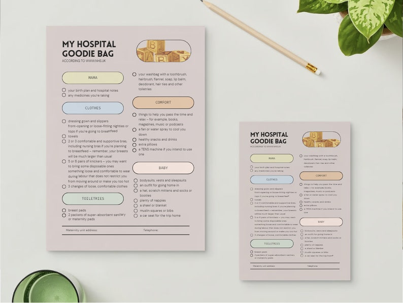 My Hospital Goodie Bag - NHS Checklist of What to Pack for Giving Birth ...