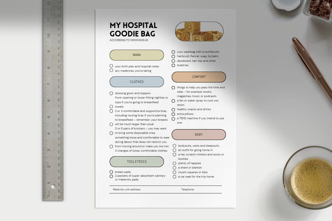 My Hospital Goodie Bag - NHS Checklist of What to Pack for Giving Birth ...