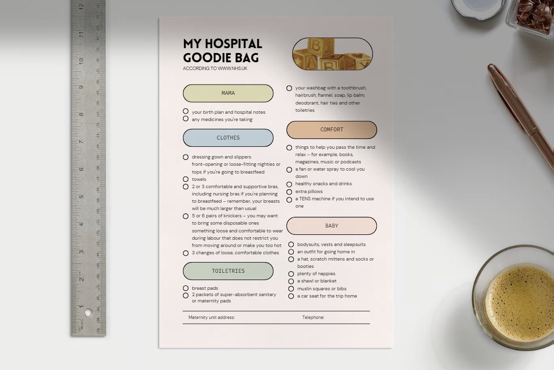 My Hospital Goodie Bag - NHS Checklist of What to Pack for Giving Birth ...
