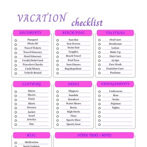 Vacation & Pre-vacation Checklist - Etsy