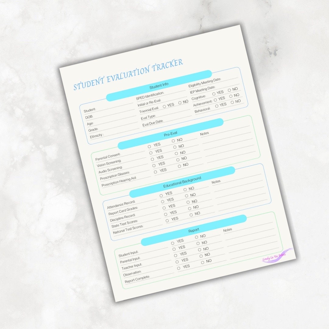 Student Evaluation Tracker - Etsy