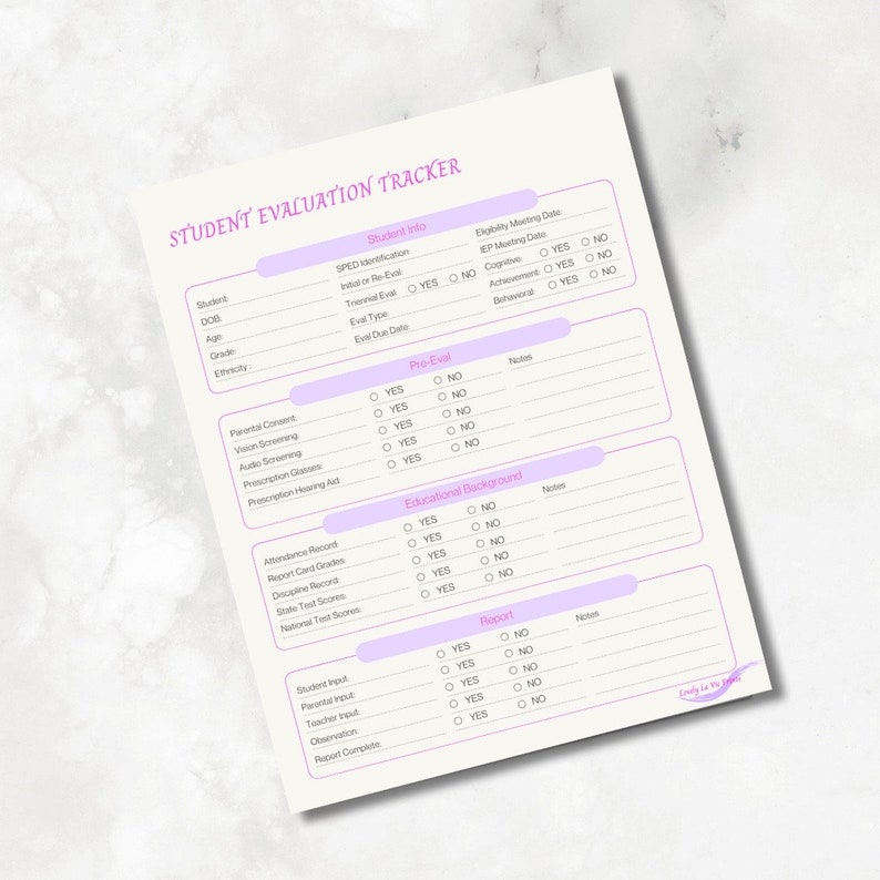 Student Evaluation Tracker - Etsy