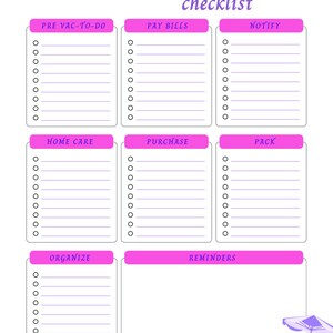 Vacation & Pre-vacation Checklist - Etsy