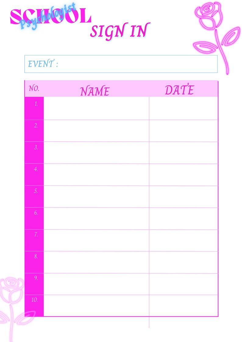 School Psychologist Sign-in Sheet - Etsy