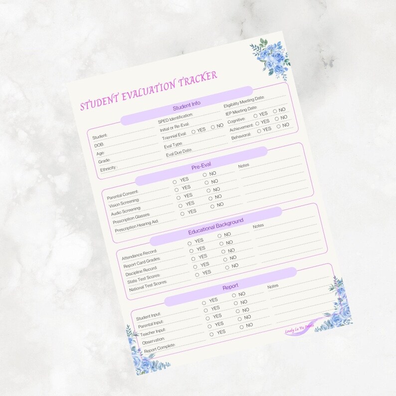Student Evaluation Tracker - Etsy