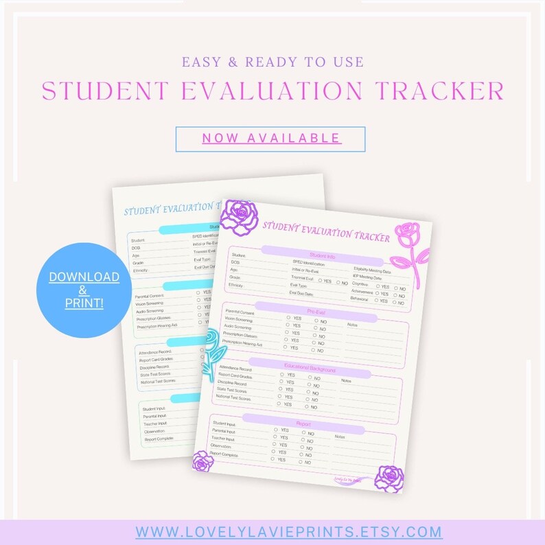 Student Evaluation Tracker - Etsy