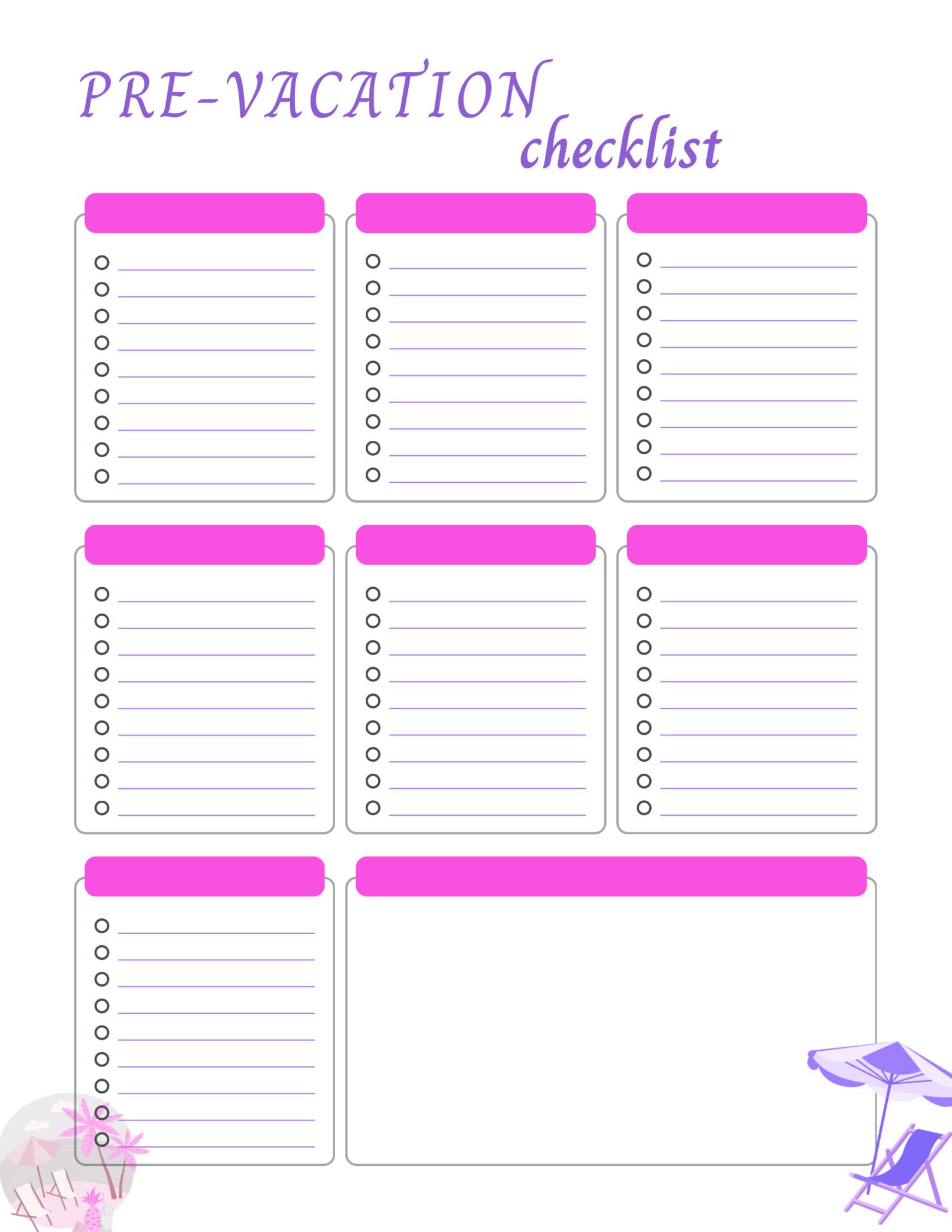 Vacation & Pre-vacation Checklist - Etsy
