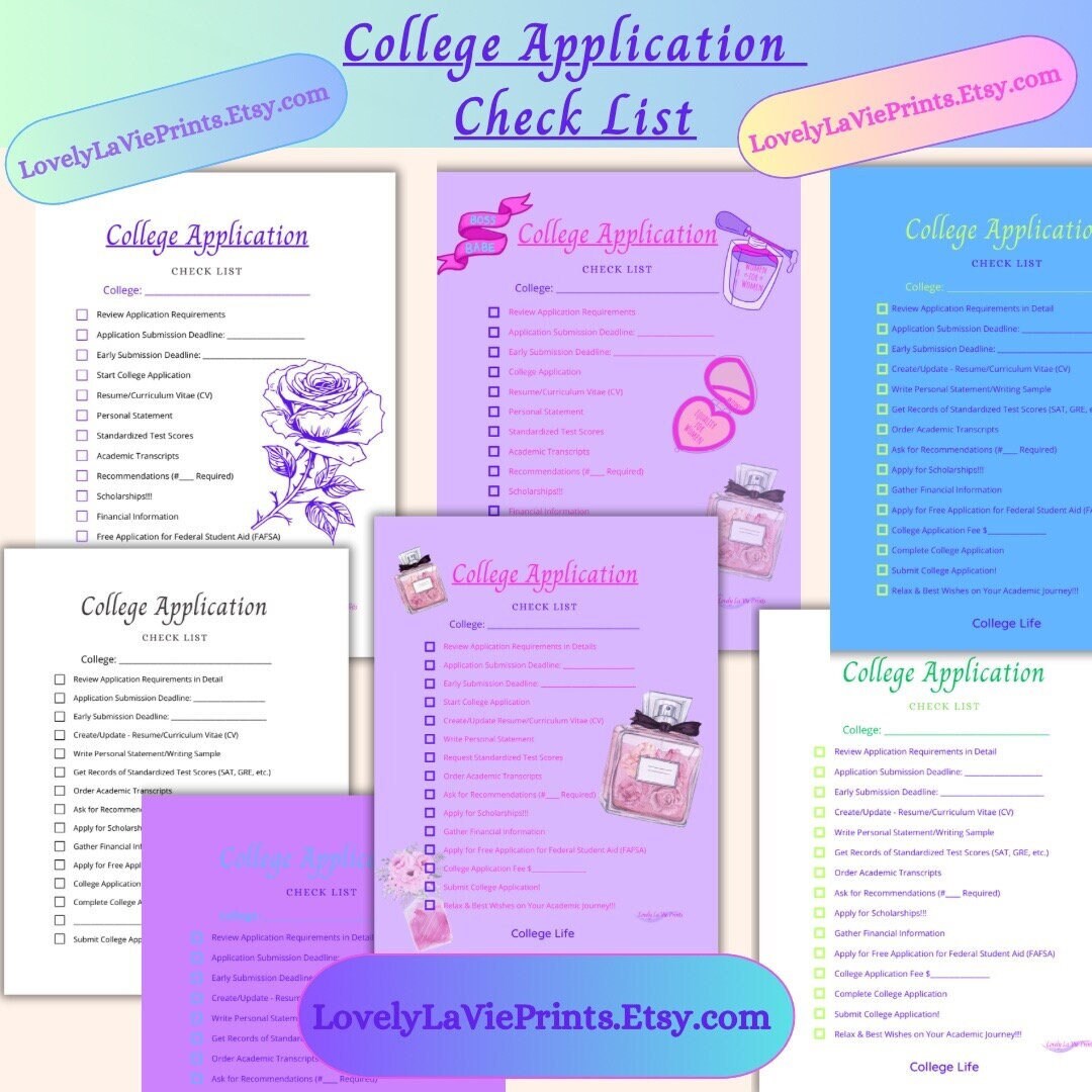 College Application Checklist - Undergraduate, Graduate School College ...