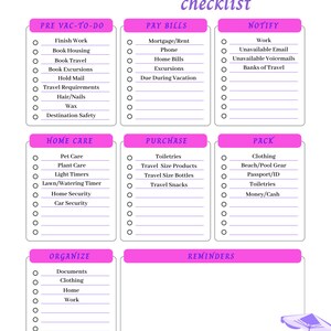 Vacation & Pre-vacation Checklist - Etsy