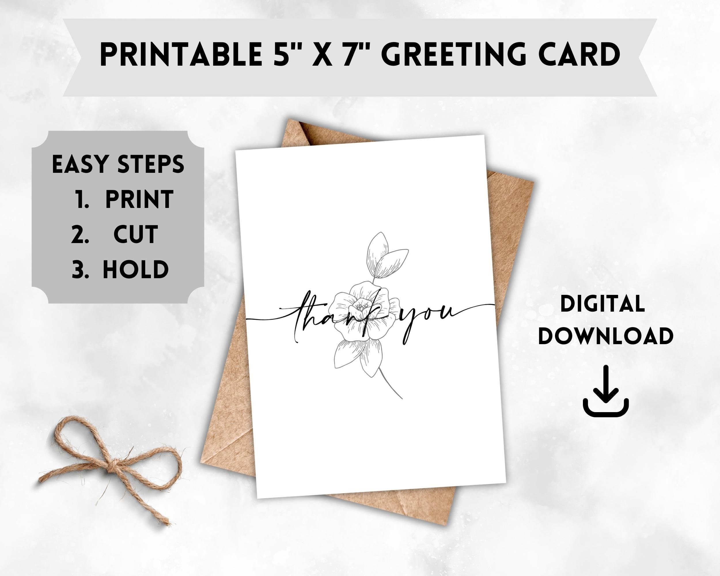 Printable Flower Line Art Thank You Card Aesthetic and - Etsy