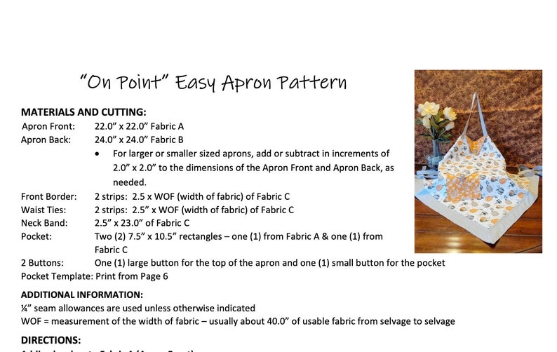 PDF Pattern - "on Point" Easy Apron Quilt Pattern - PDF Download - Etsy