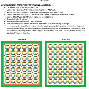 PDF Pattern - Outdoor Oasis Picnic and Beach Quilt Pattern - PDF ...