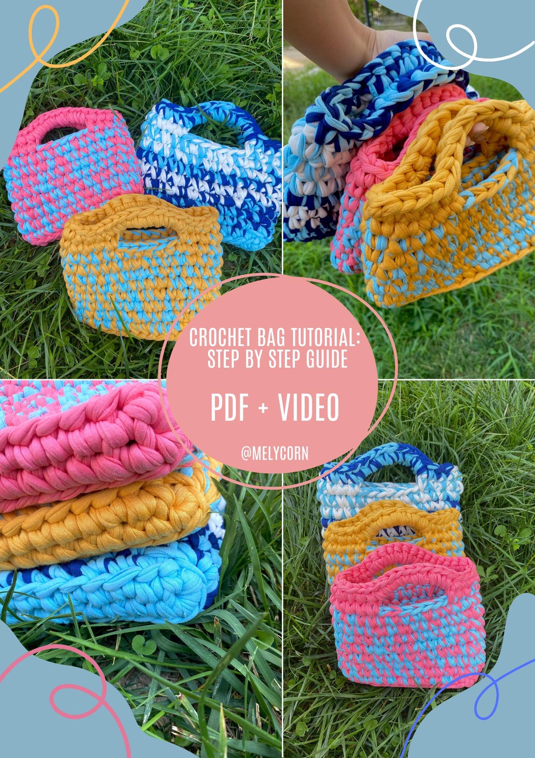 Crochet Bag Tutorial: Step by Step Guide - Easy Crochet Bag PDF + Video ...