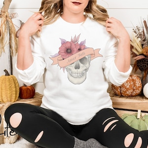 Amor Fati Stoicism Shirt, Skull and Flowers Sweatshirt, Pull Over for ...