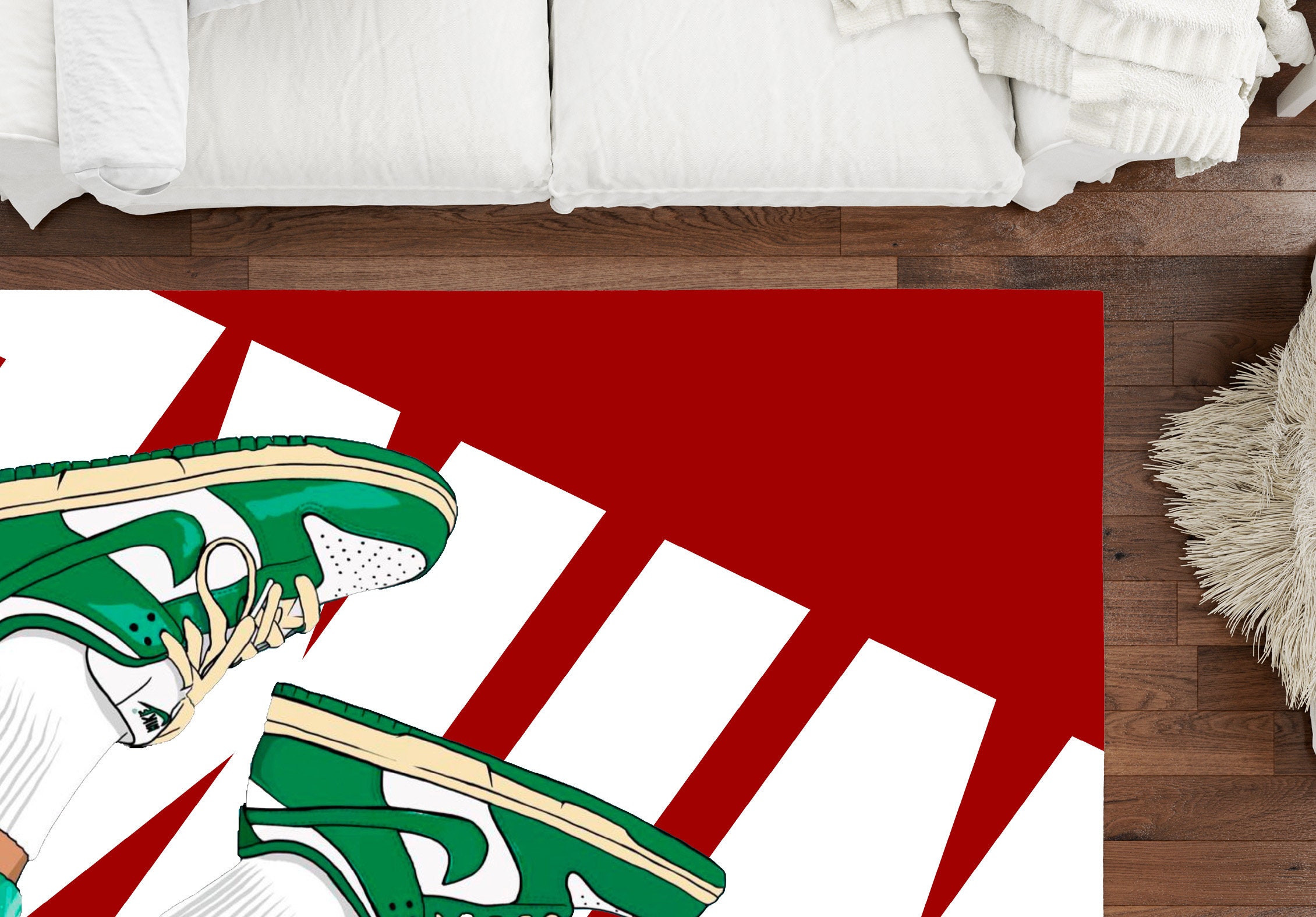 Red Sneakerhead Rug, Sneaker Design Rug, Sneaker Cabinet Rug, Hypebeast ...