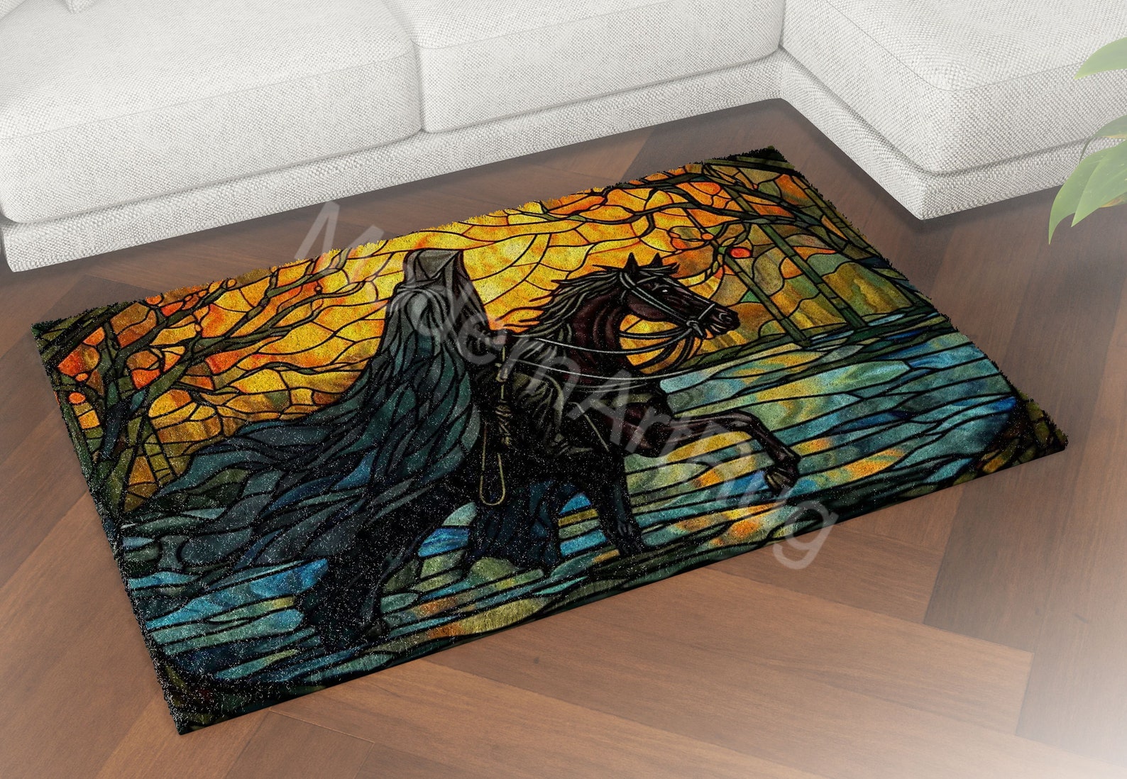 Middle Earth Rug Black Riders of the Nine Cotton MTG Rug Carpet 4 X 6 ...