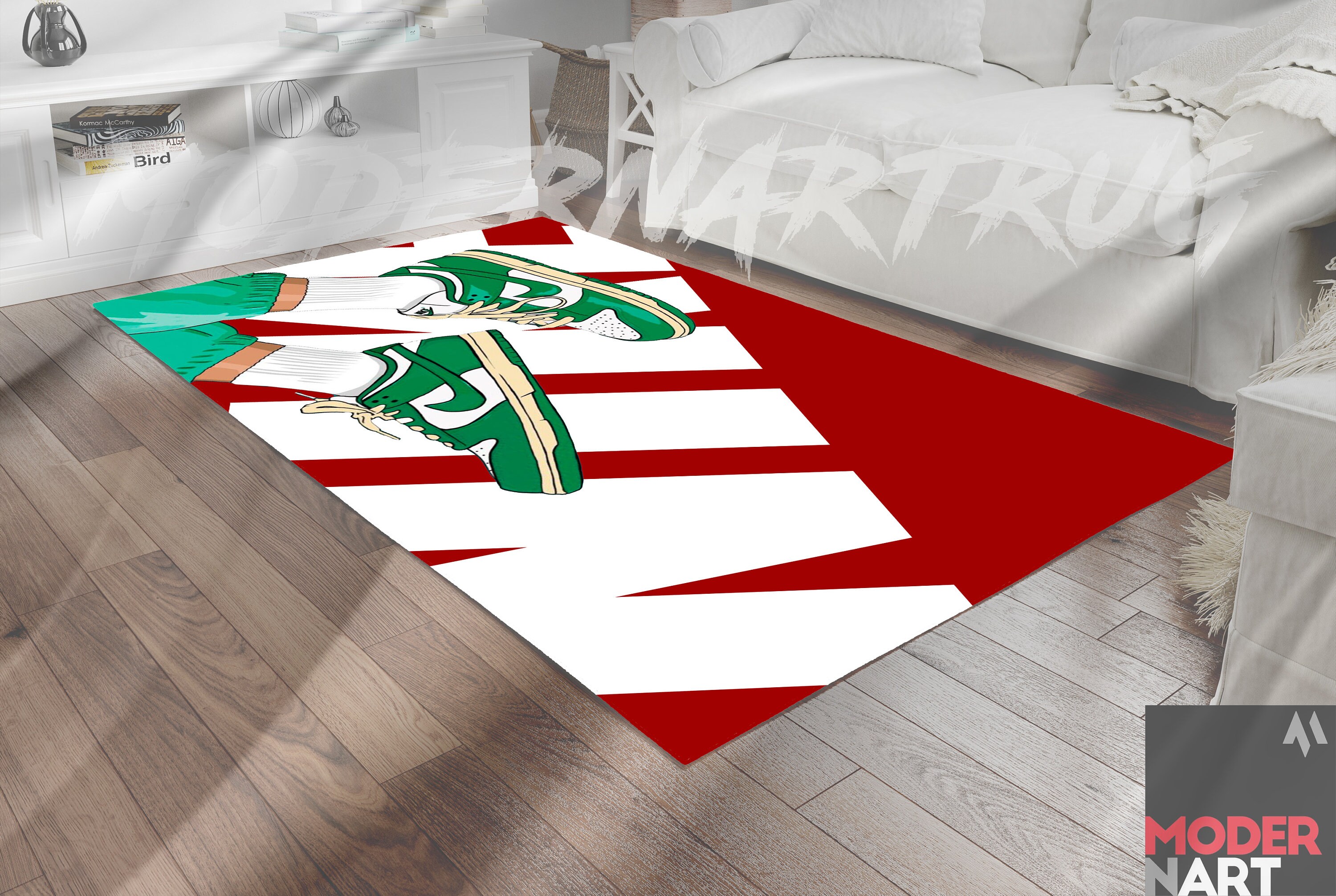 Red Sneakerhead Rug, Sneaker Design Rug, Sneaker Cabinet Rug, Hypebeast ...