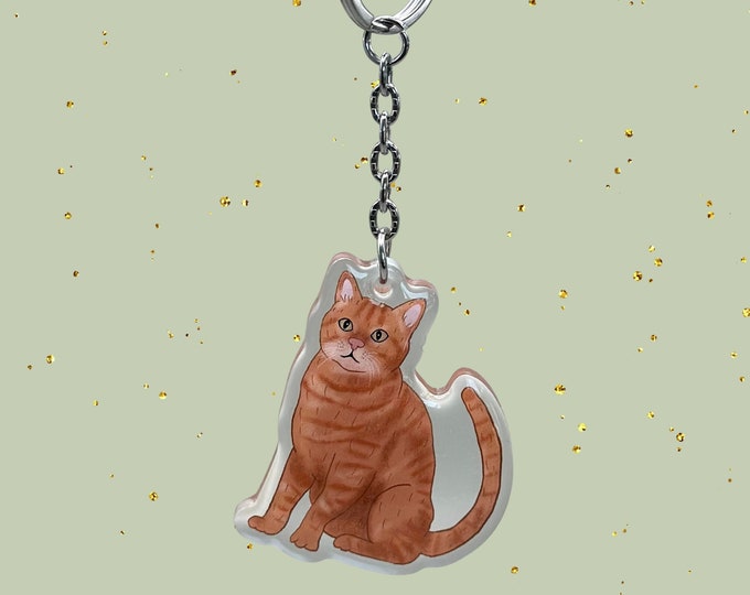 Orange Tabby Cat Keychains Cat Breed Acrylic Keychains Original Hand ...