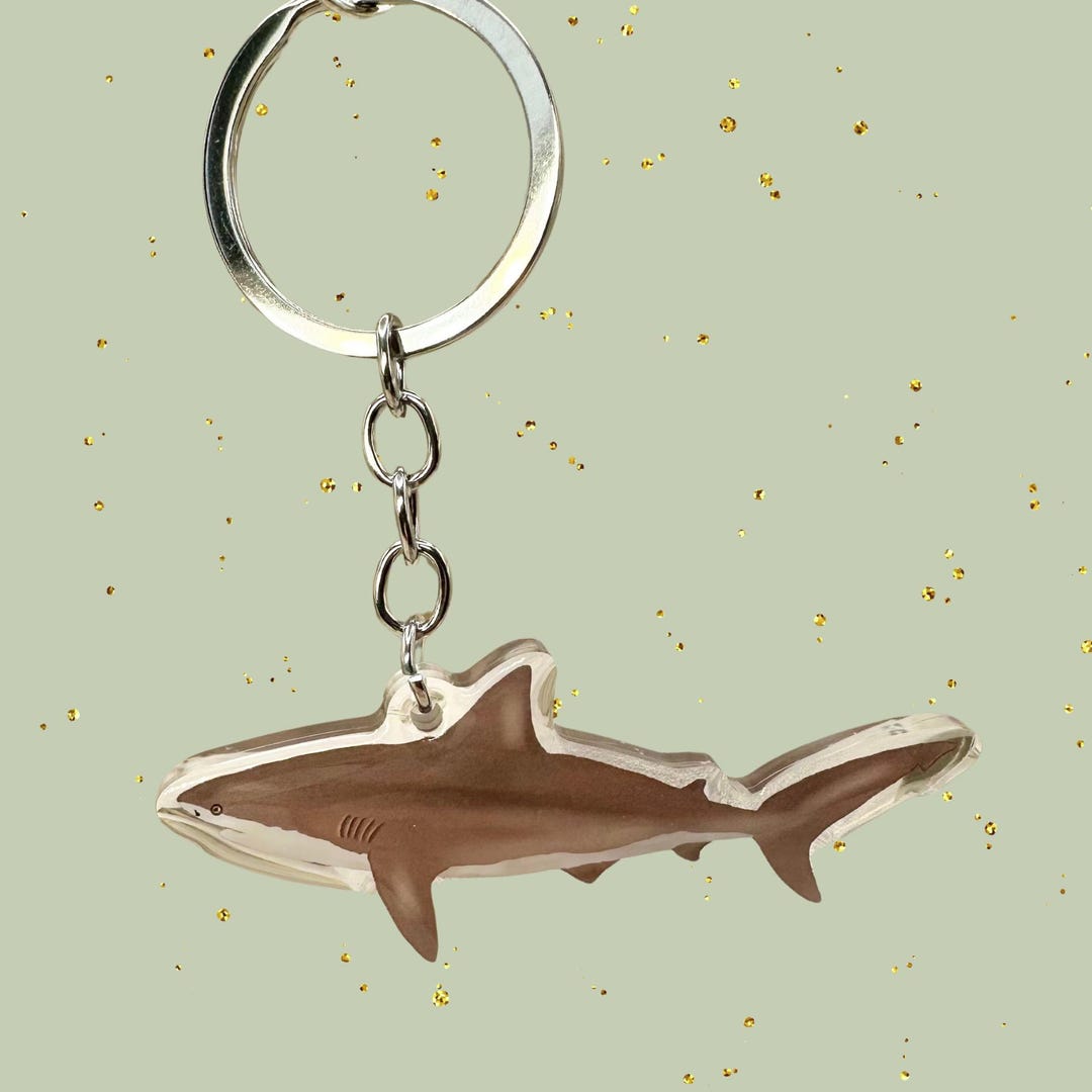 Bull Shark Keychains 2.5"| Hawaiian Animal| Cute Art Charm | Ocean Sea ...