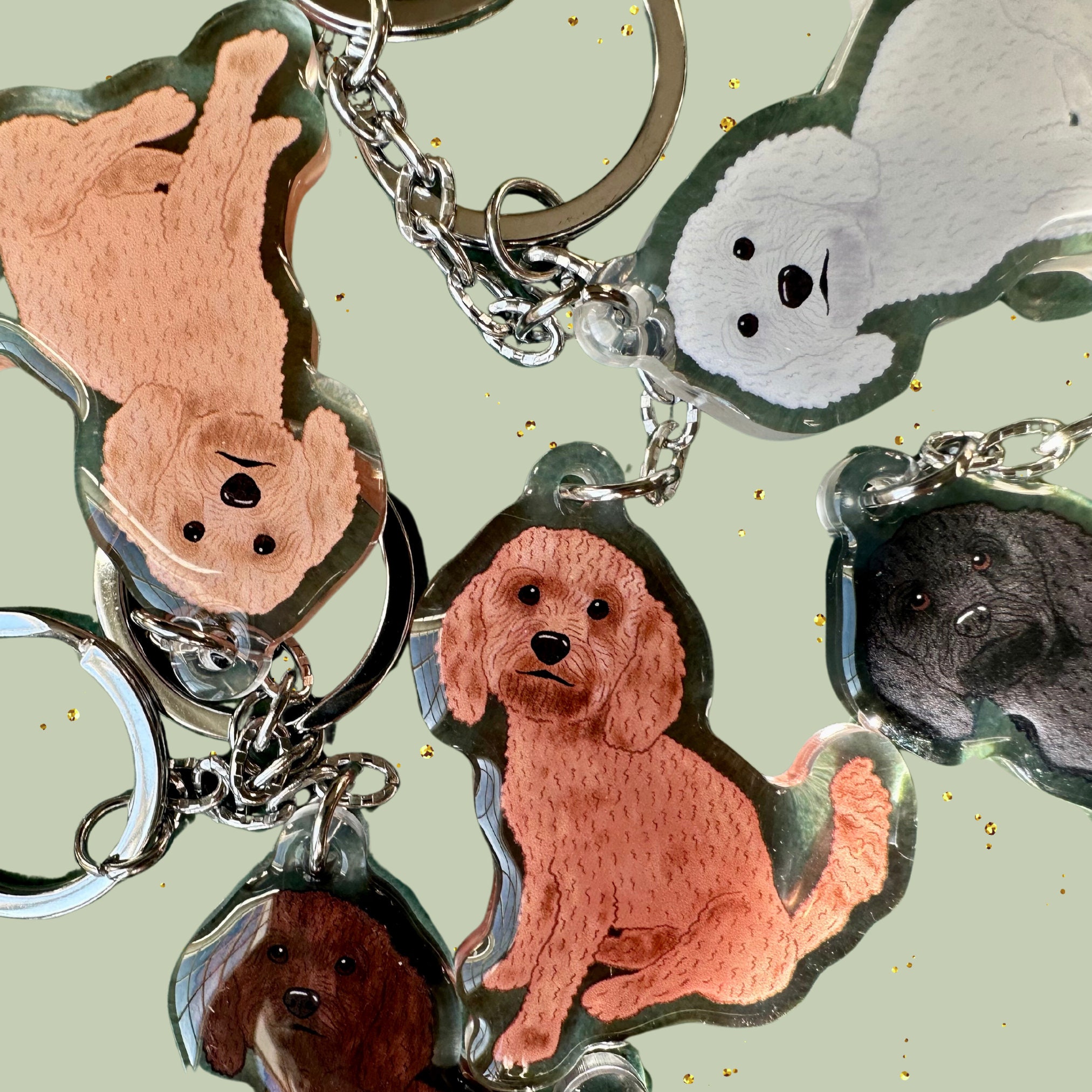 Brown Toy Poodle Keychains Dog Breed Acrylic Keychains Original Hand ...
